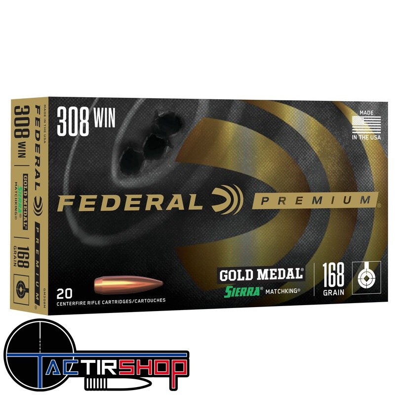 Munition Fedéral 308 168 Gr Sierra Matchking par 20